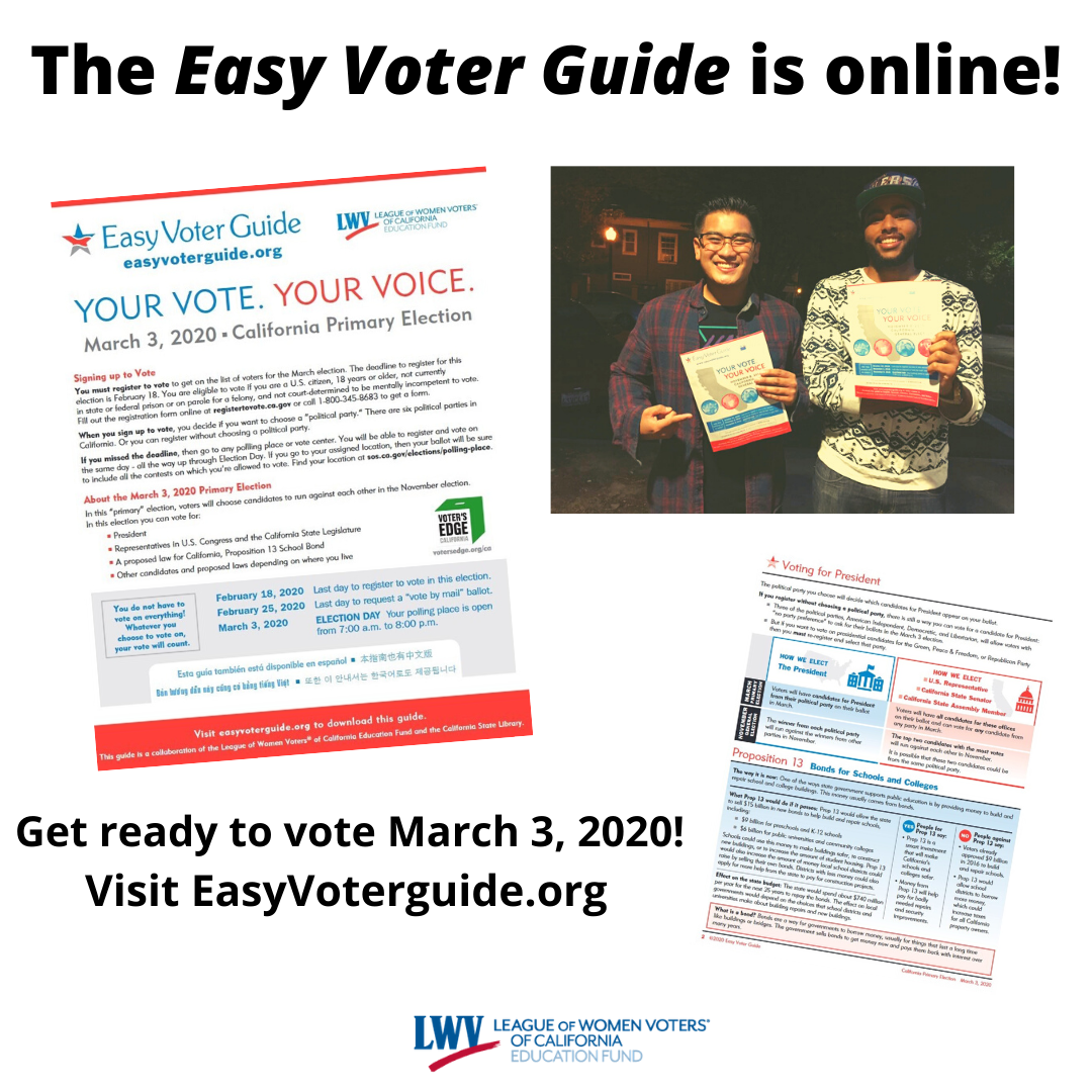 Easy Voter Guide Online Now! - League of Women Voters of California